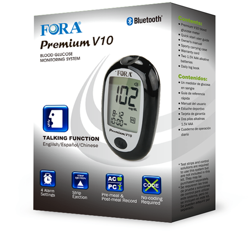 Premium V10 - FORA Blood Glucose Meters for Diabetes Care - ForaCare